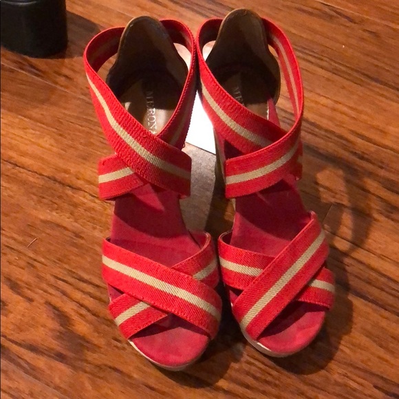 Shoes | Red Striped Wedges | Poshmark